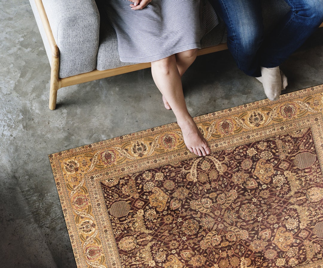 CYRUS Art Mat, Brown Vinyl Protective Mat, Persian/turkish Design ...