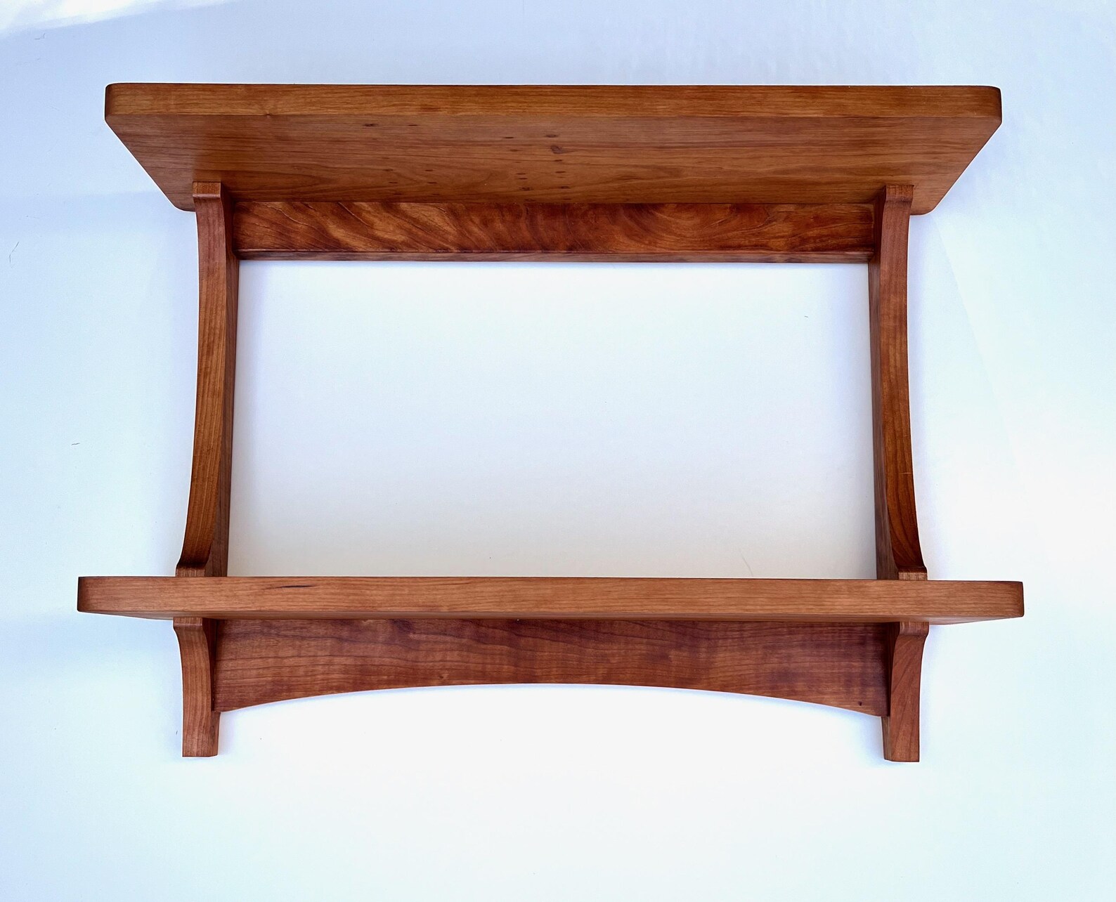Wall Mounted Two Tiered Shelf. Made From Natural Wood and Finished With ...