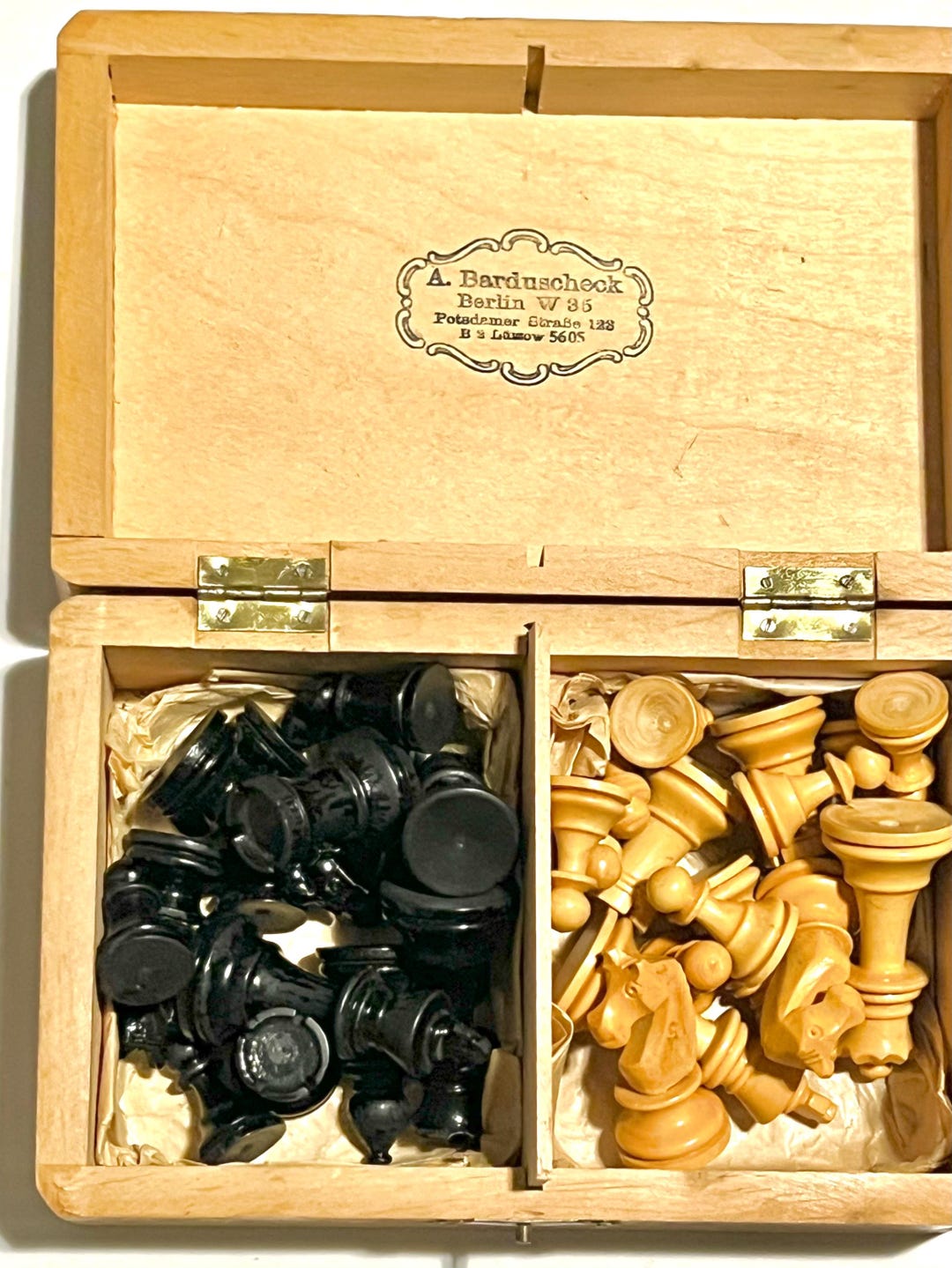 Vintage German Chess Pieces Wooden Chess Pieces Wooden Box - Etsy