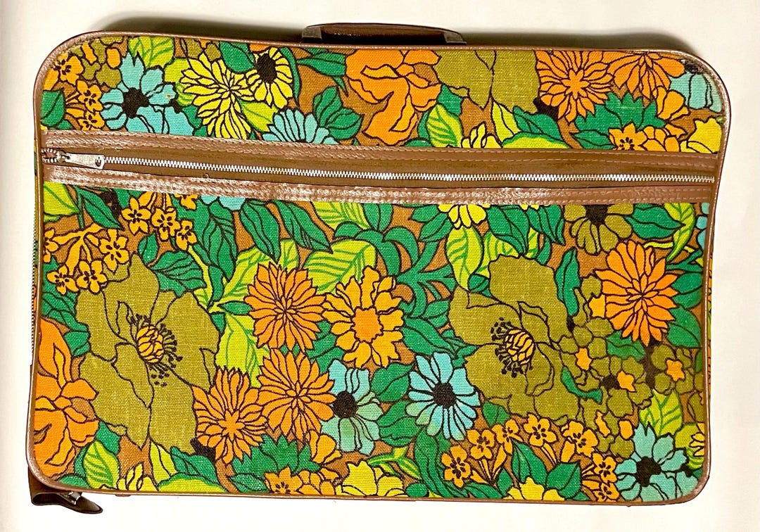 Vintage Flower Power Suitcase 1970s Floral Made in Korea Large Flower ...