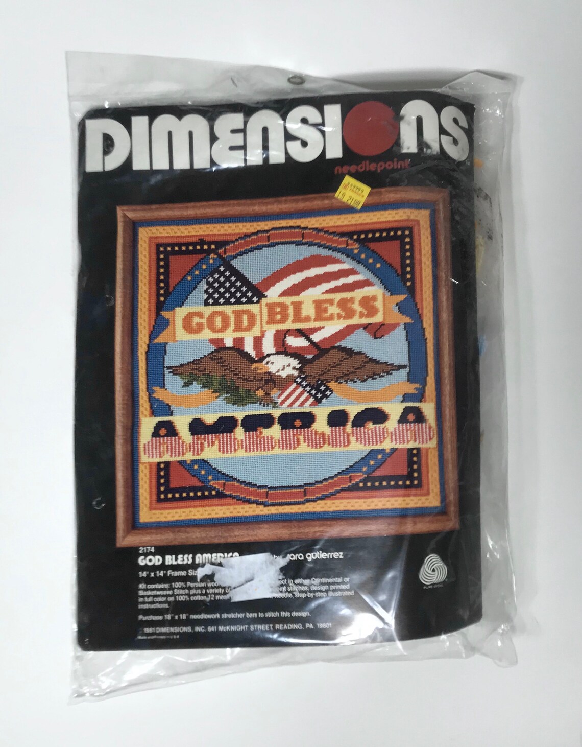 Vintage Needlepoint Dimensions Needlepoint Kit 14x14 God Bless America ...