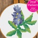 Texas Blue Bonnet Cross Stitch Pattern | Watercolor Bluebonnet: Full ...