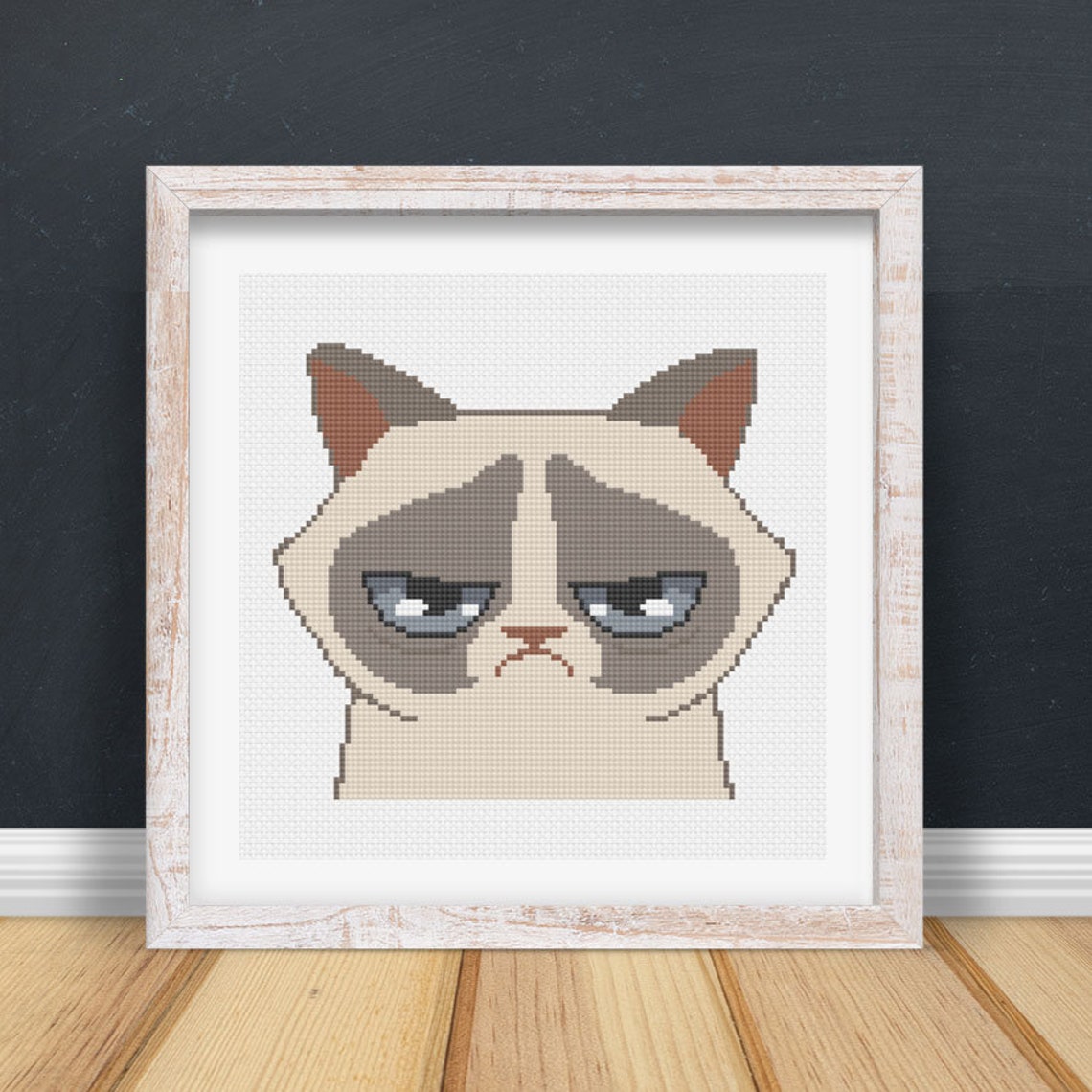 Grumpy Cat Portrait Cross Stitch Pattern Frowning Grouchy | Etsy