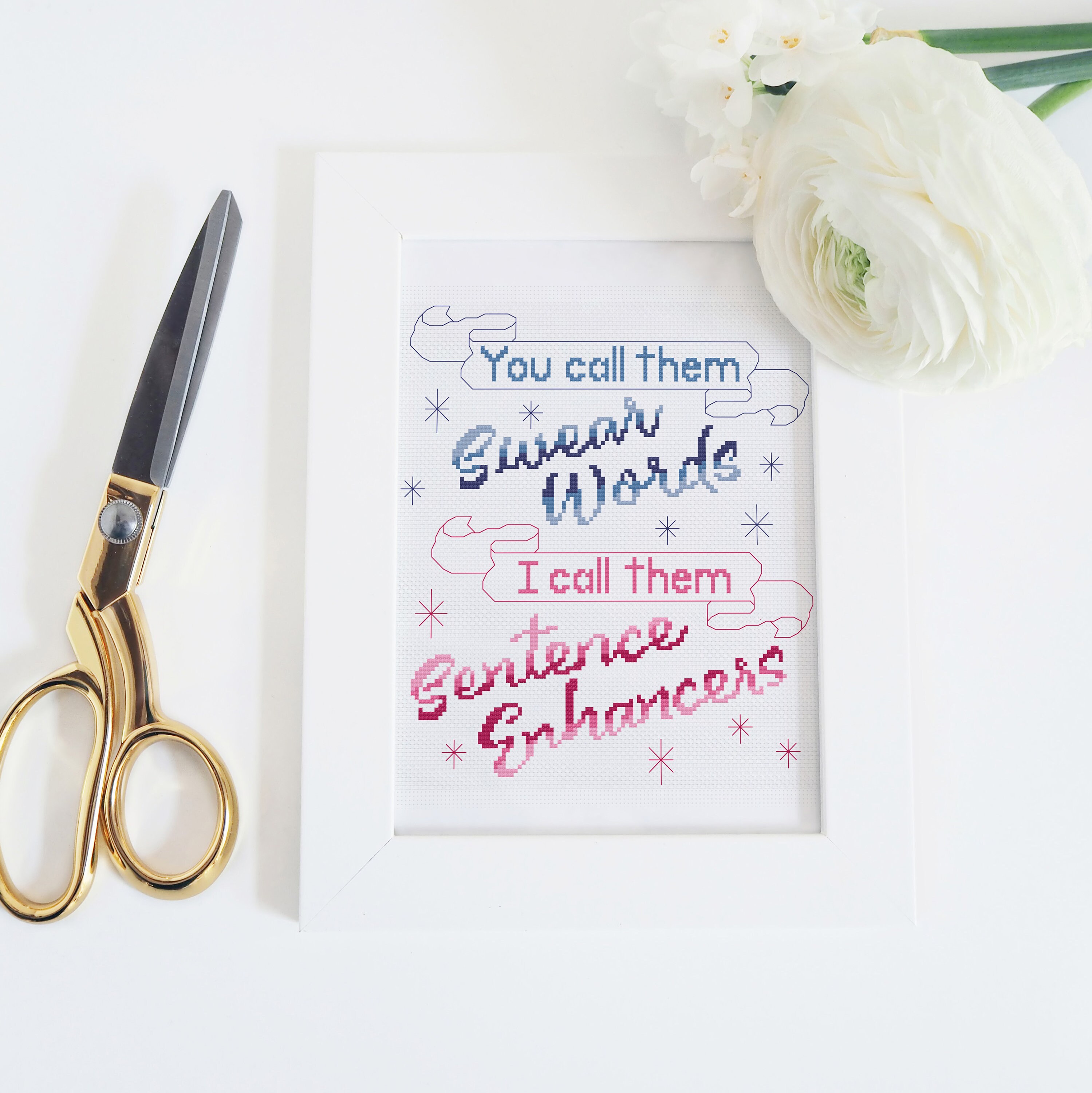 Swear Words Are Sentence Enhancers Sarcastic Cross Stitch - Etsy