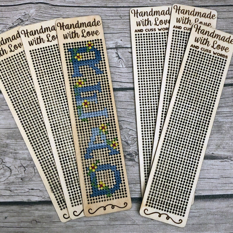 Stitchable Wooden Bookmarks "handmade With Love (and Cuss Words ...