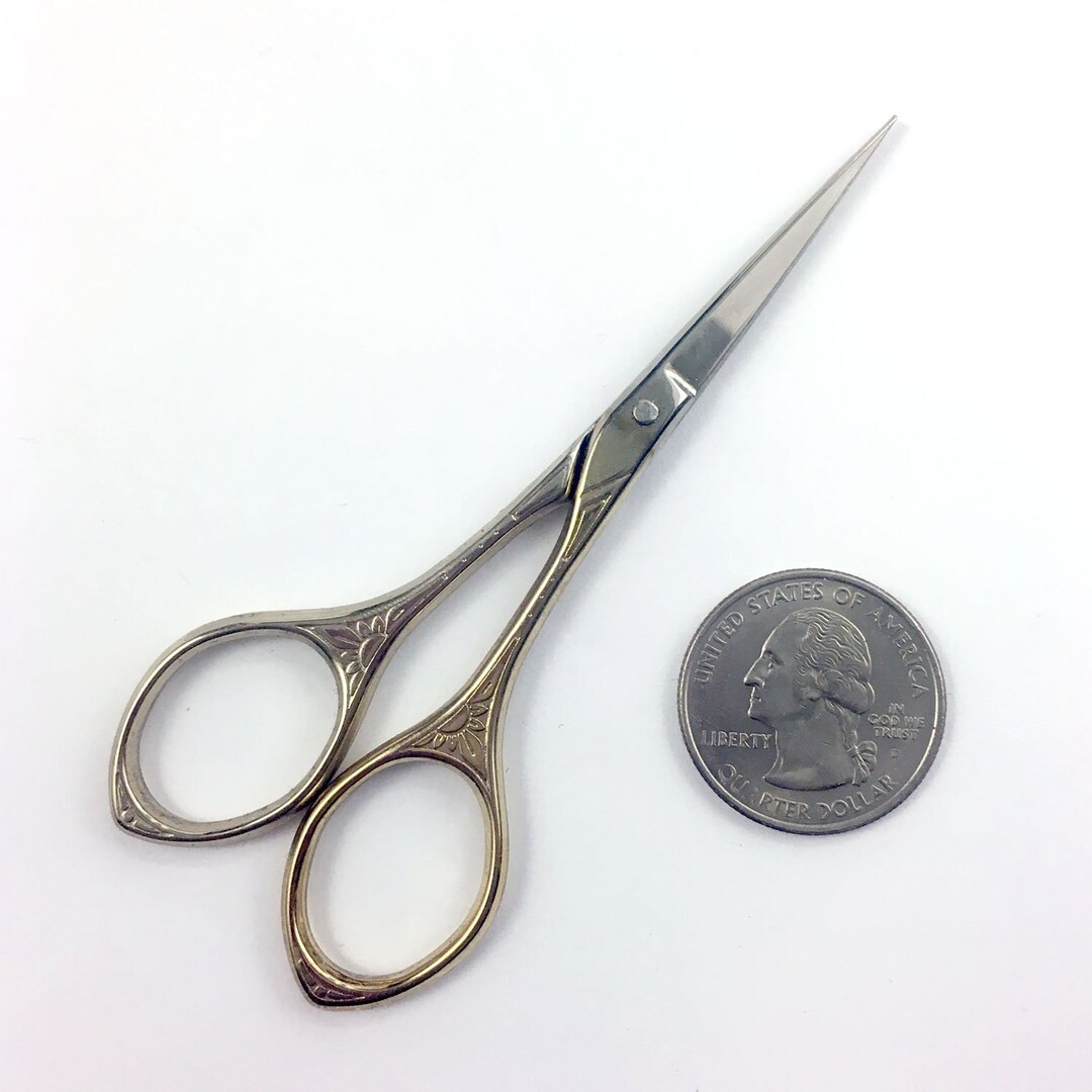 Gilded Compact Travel Size Embroidery Scissors | Sunflower Floral Motif ...