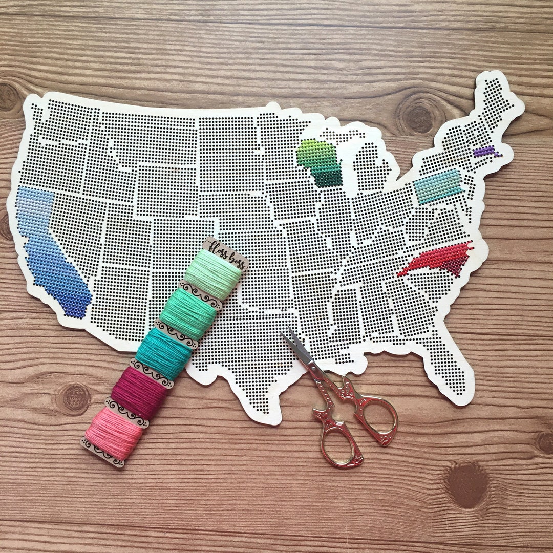 Stitchable Wooden US State Map | Cross Stitch & Embroidery United ...