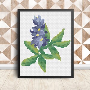 Texas Blue Bonnet Cross Stitch Pattern | Watercolor Bluebonnet: Full ...