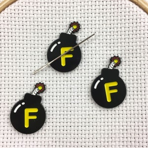 F Bomb Needle Minder | Naughty F Word Needle Magnet | Black Round F ...