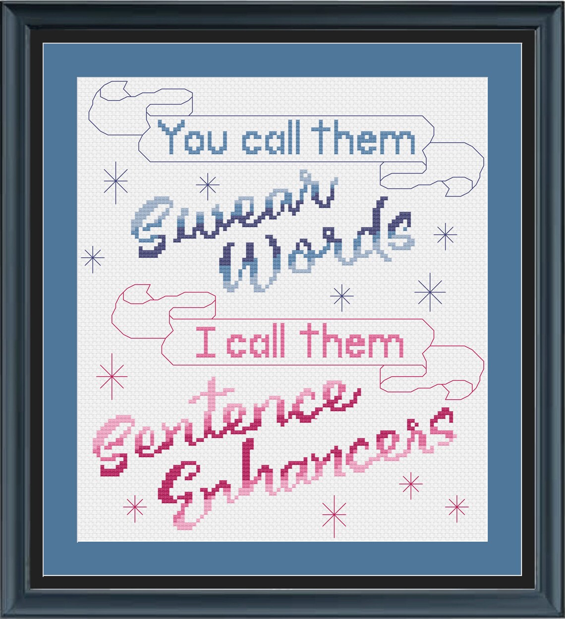 Swear Words Are Sentence Enhancers Sarcastic Cross Stitch - Etsy