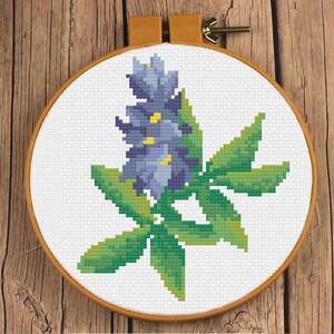 Texas Blue Bonnet Cross Stitch Pattern | Watercolor Bluebonnet: Full ...