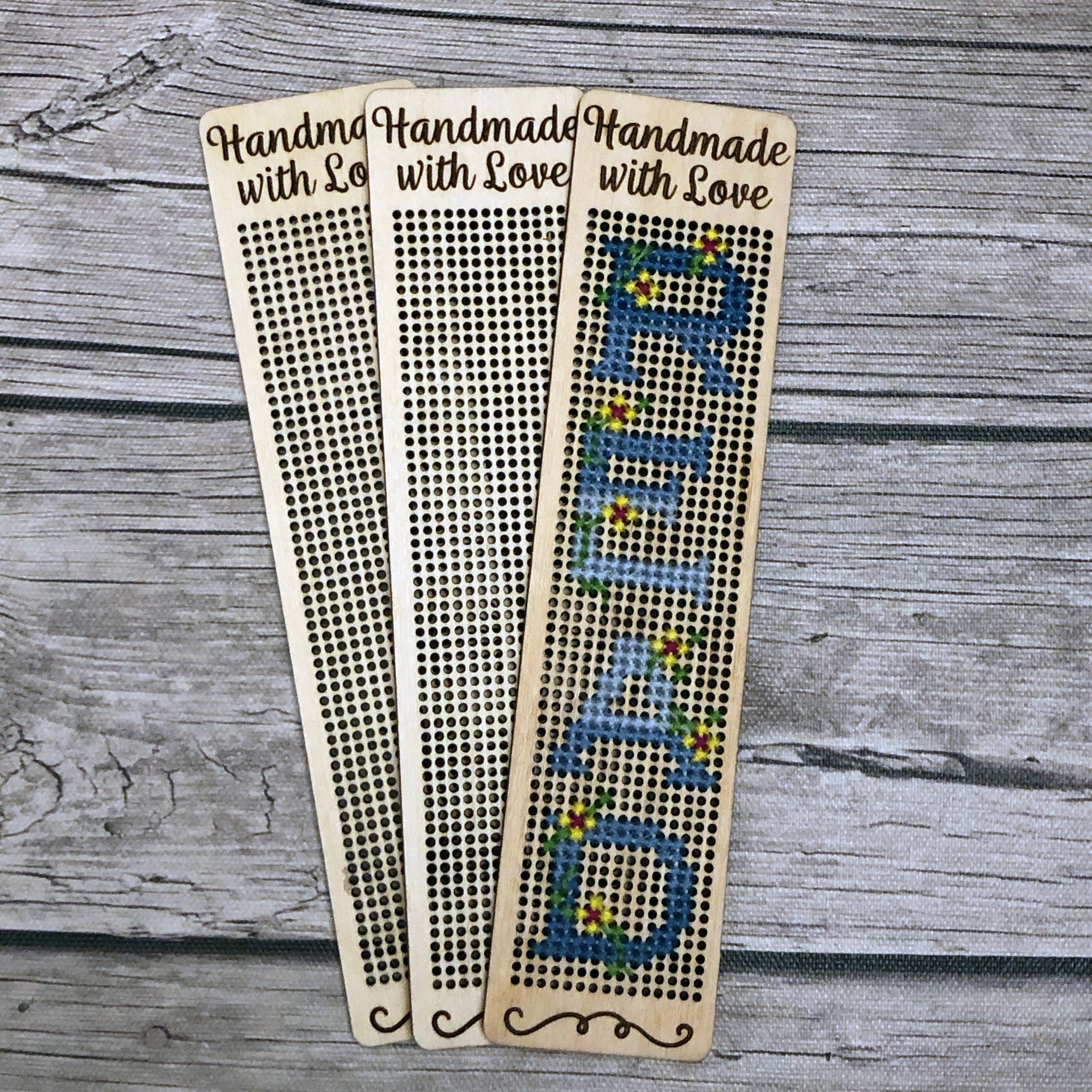 Stitchable Wooden Bookmarks Handmade with Love and cuss | Etsy