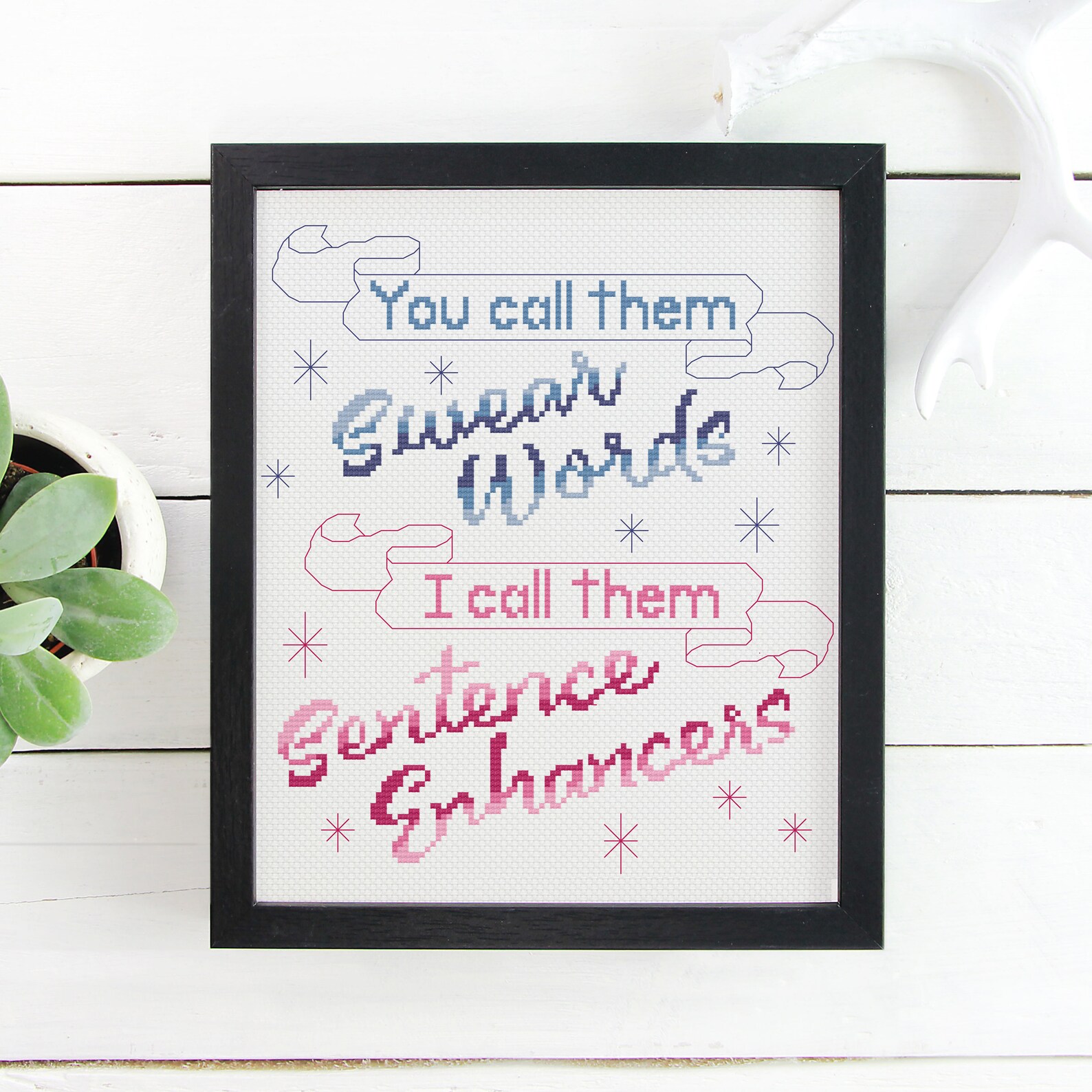 Swear Words Are Sentence Enhancers Sarcastic Cross Stitch - Etsy