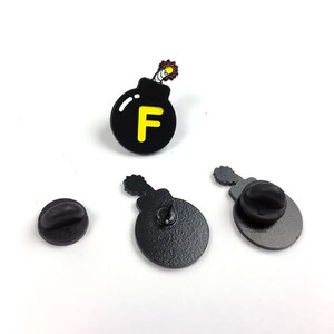 F Bomb Enamel Pin Naughty F Word Lapel Pin Black Round F-bomb Funny ...