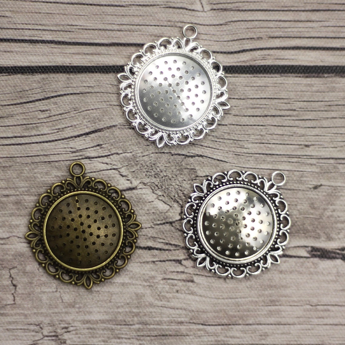 Empty Cross Stitch or Embroidery Pendants With Inserts- Set of 3 | DIY ...