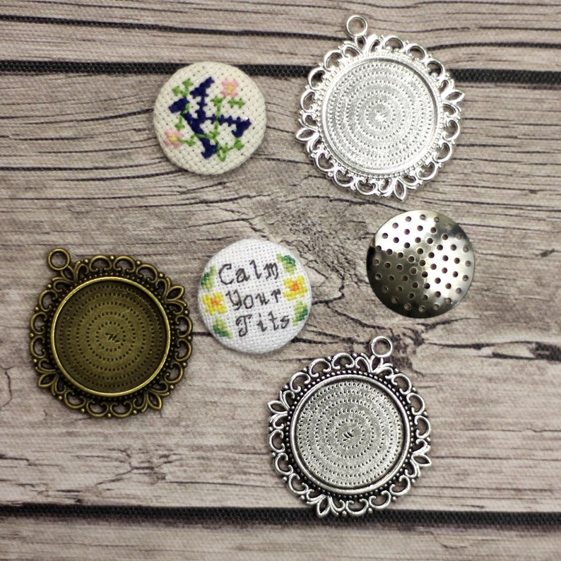 Empty Cross Stitch or Embroidery Pendants With Inserts- Set of 3 | DIY ...