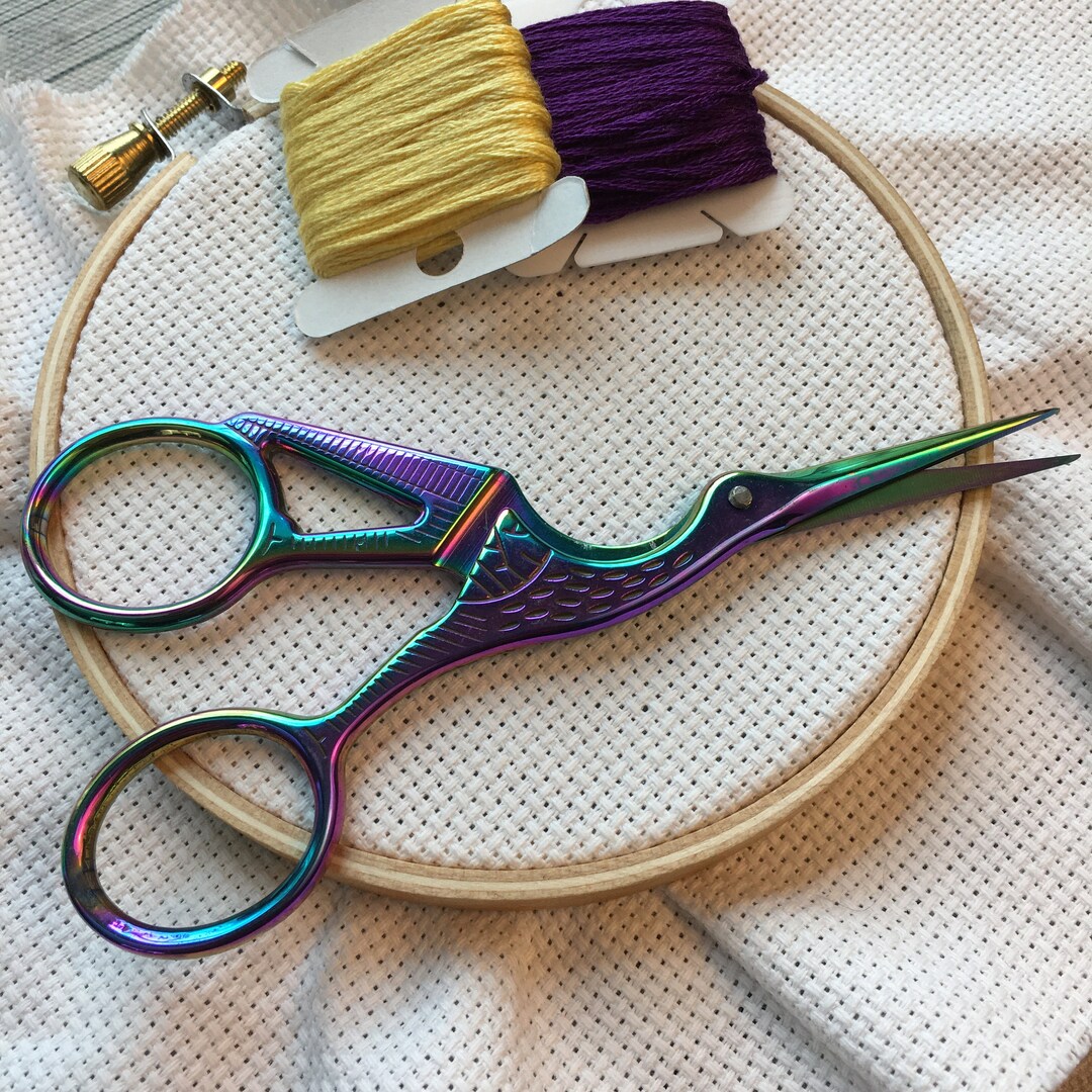 Irridescent Stork Embroidery Scissors | Small Fine Tip Egret Heron Bird ...