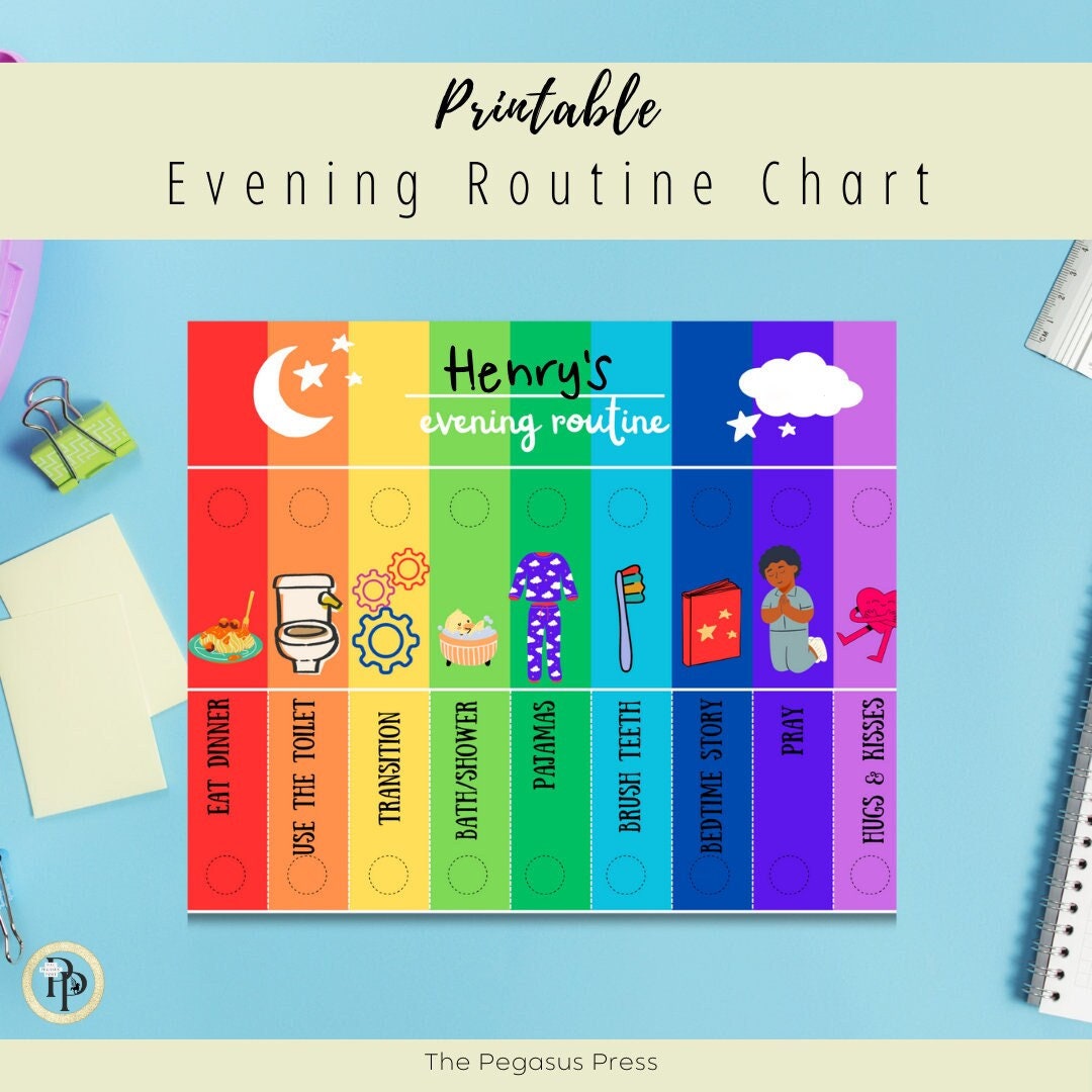 Printable Evening Routine Flip Chart Toddler Evening Routine Child ...