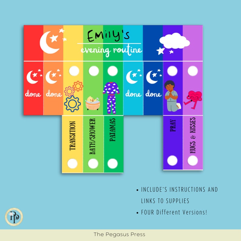 Printable Evening Routine Flip Chart Toddler Evening Routine Child ...