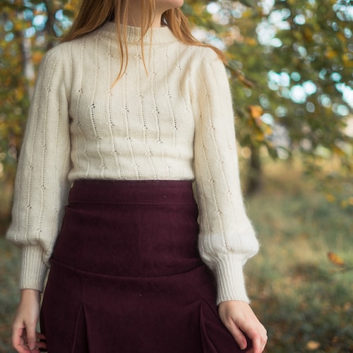 Knitting Pattern Sweater Square Neckline Vintage Feminine - Etsy