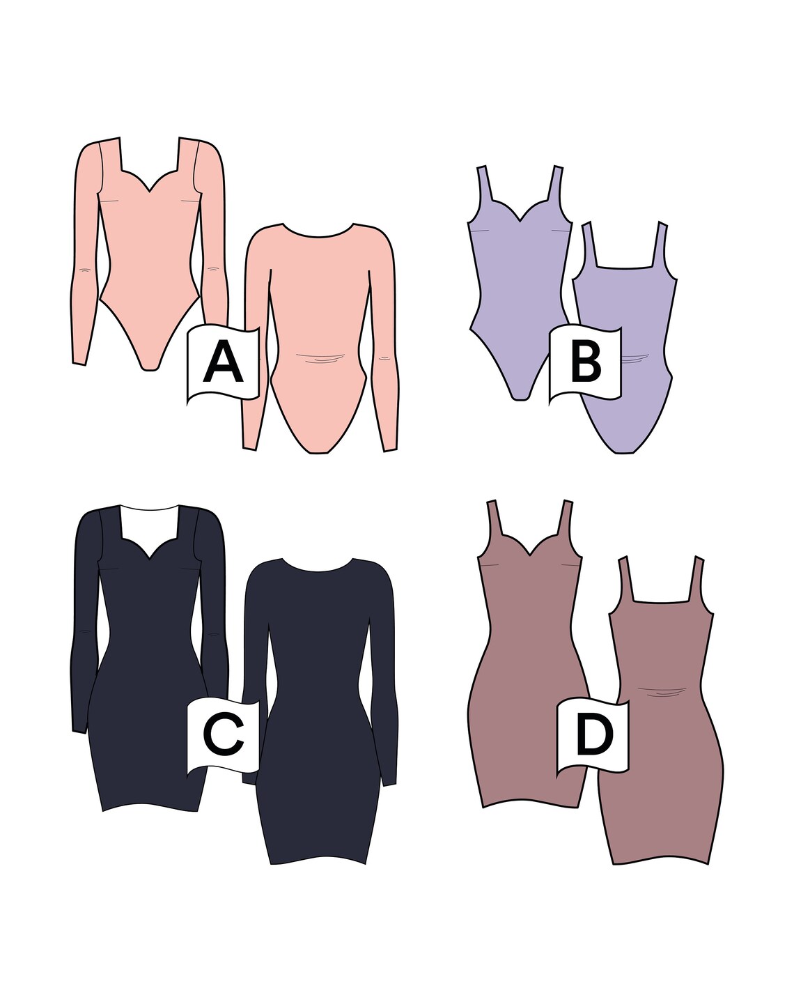 Sweetheart Neckline Bodysuit Sewing Pattern Bodycon Dress - Etsy