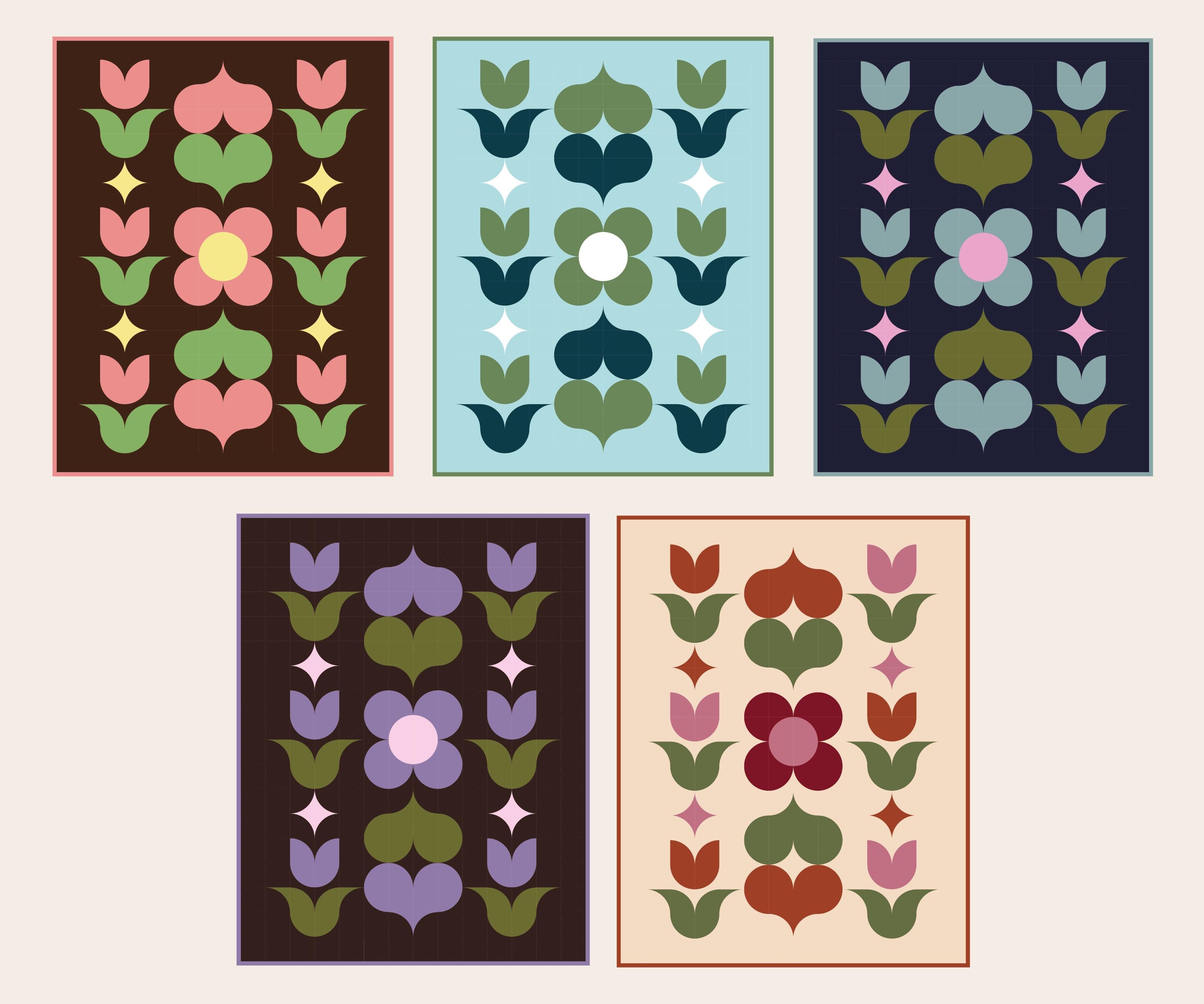 Quilting Patchwork Sewing Pattern Boho Folk Flower Quilt PDF - Etsy