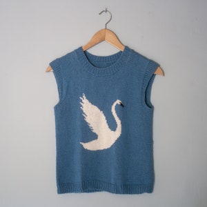 Sweater Knitting Pattern Vintage Swan Top in the Round Intarsia ...
