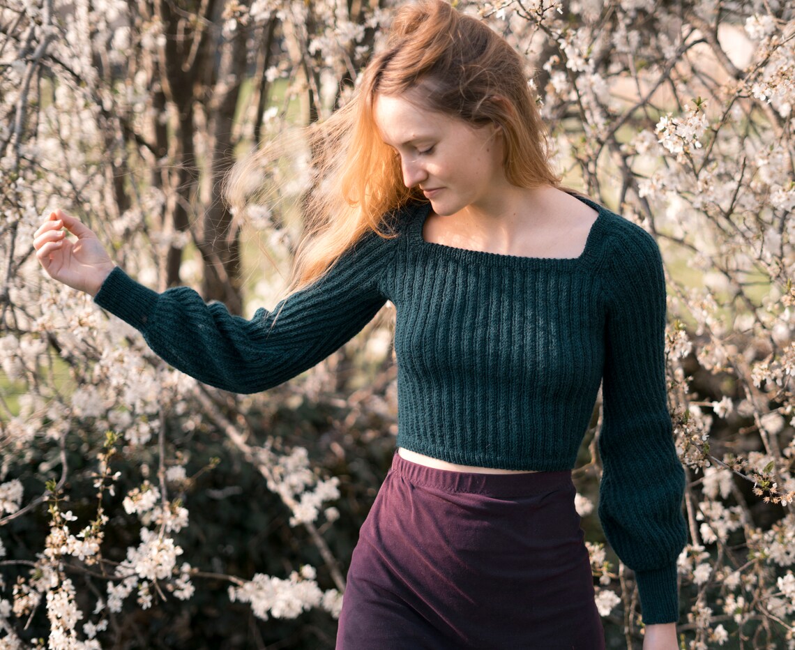 Knitting Pattern Sweater Square Neckline - Vintage Feminine Fitted ...