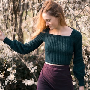 Knitting Pattern Sweater Square Neckline - Vintage Feminine Fitted ...