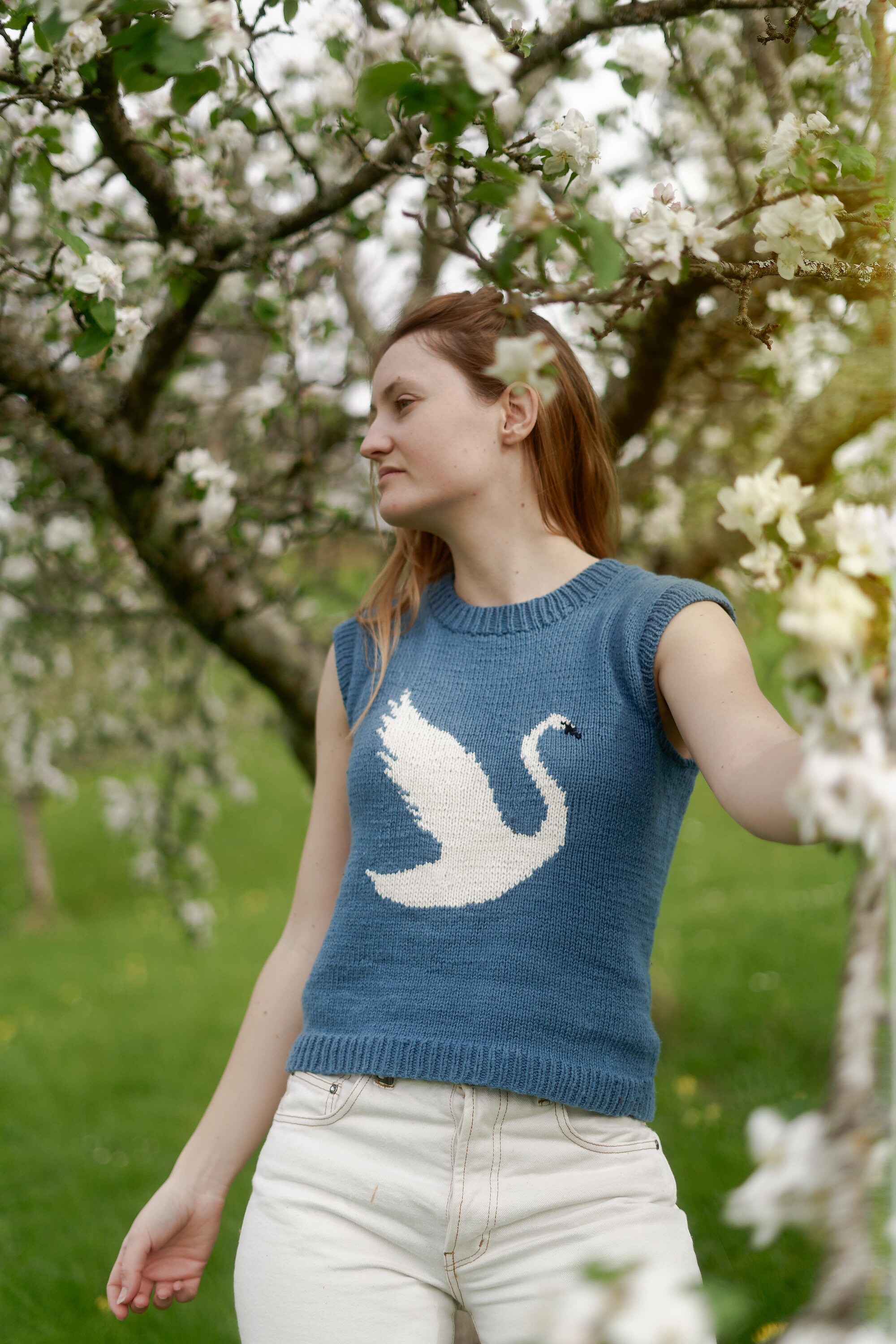 Knitting Pattern Swan Top in Intarsia - Odette - Etsy