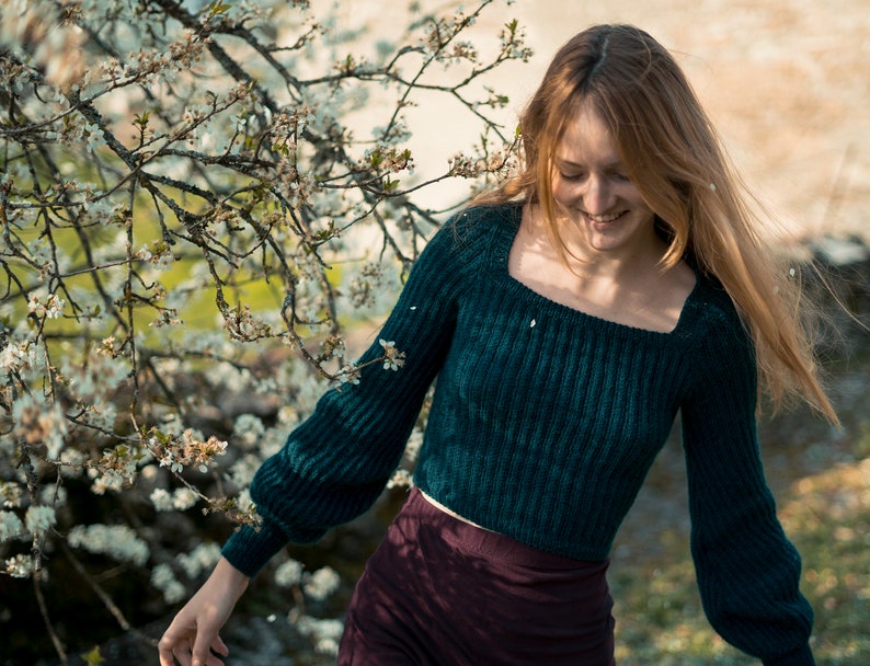 Knitting Pattern Sweater Square Neckline Vintage Feminine - Etsy