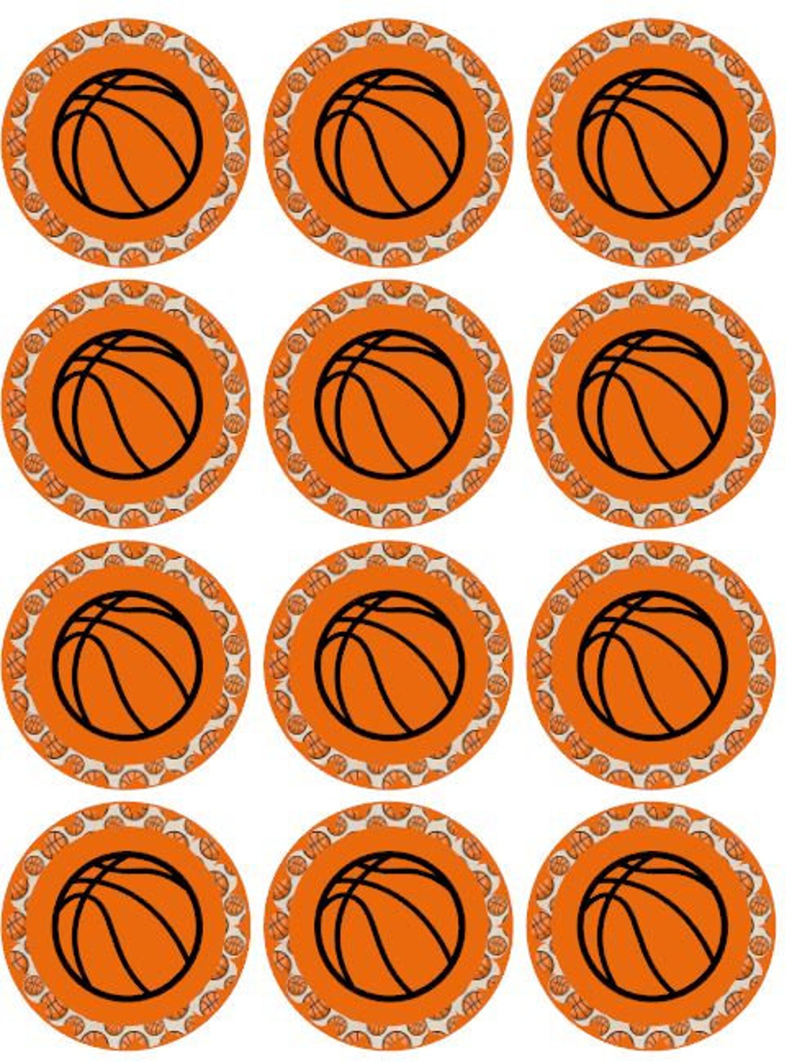 Basketball Cupcake Topper; PRINTABLE Basketball; Basketball Digital ...