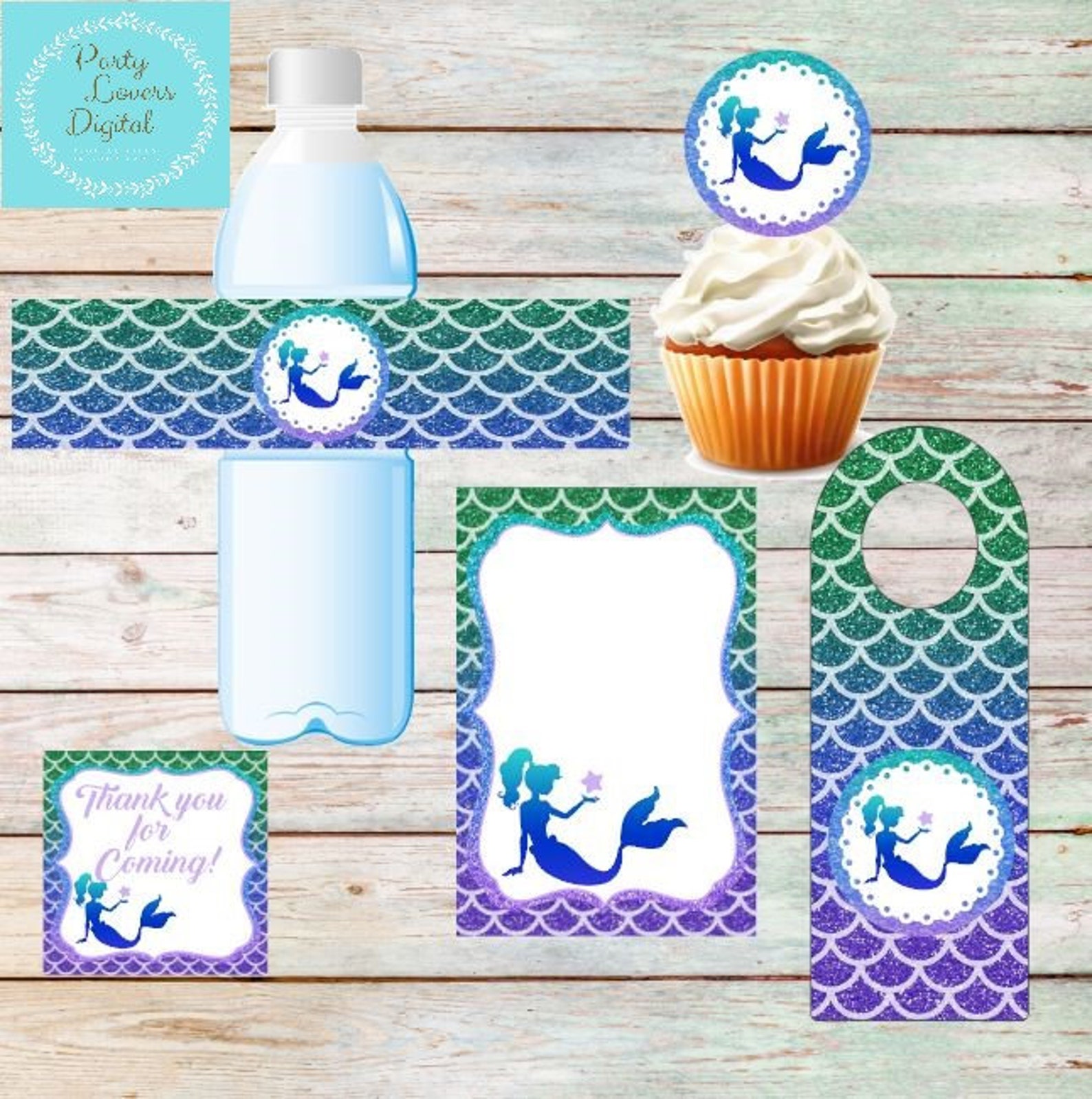 Mermaid Printable Set Mermaid Party Pack Printable Instant Download ...