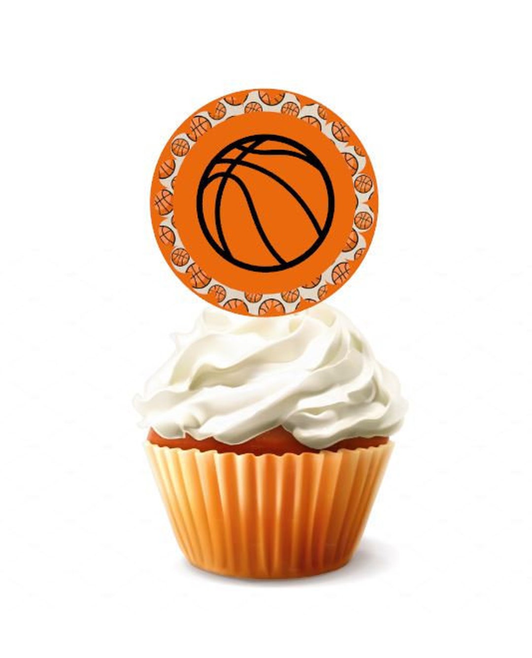 Basketball Cupcake Topper; PRINTABLE Basketball; Basketball Digital ...