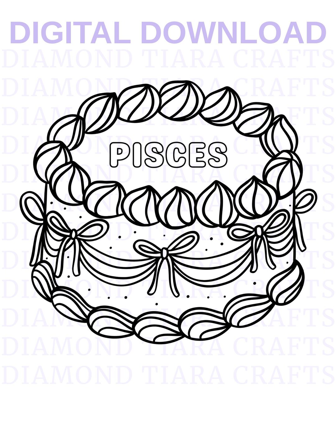 Pisces Birthday Cake Outline: Zodiac DIY Craft (printable PNG ...