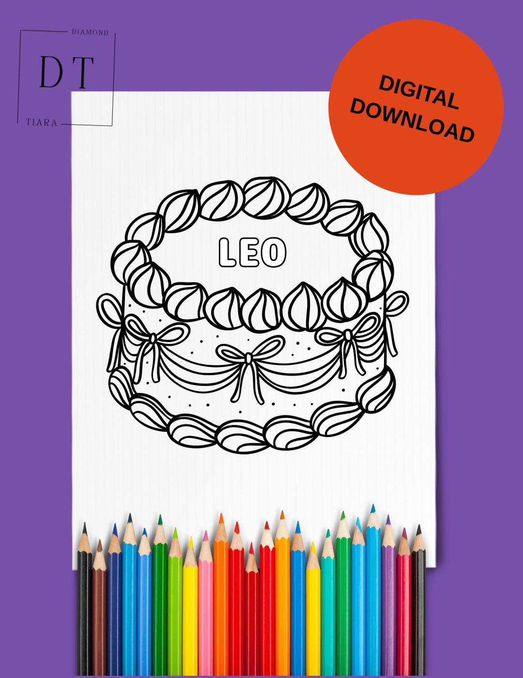 Leo Zodiac Sign Birthday Cake Outline, Printable Outline, Zodiac Craft ...