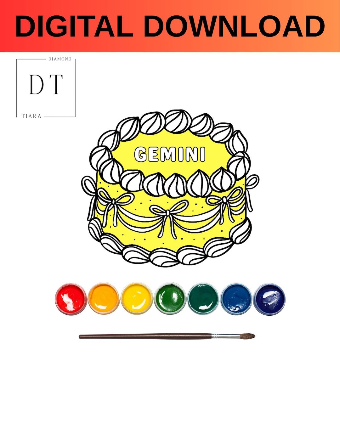 Gemini Birthday Cake Outline: Printable Zodiac DIY Craft (PNG & PDF) - Etsy
