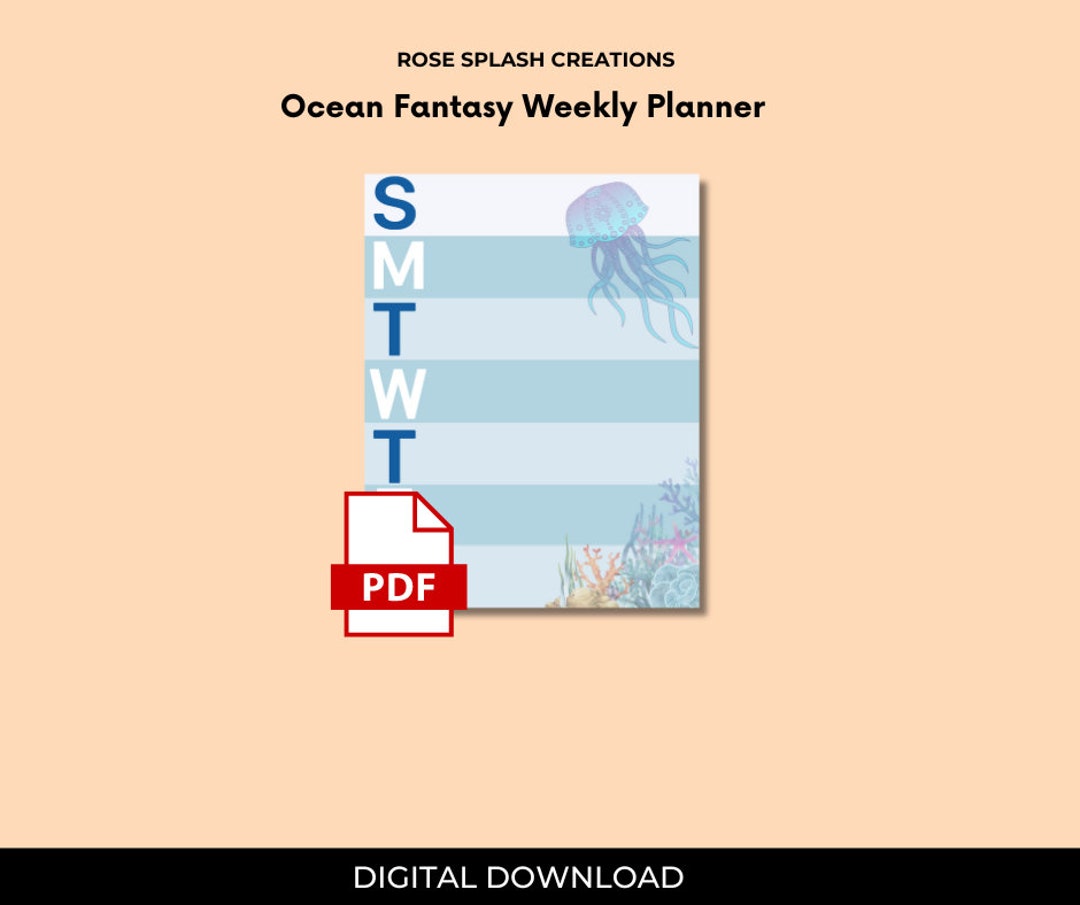 Ocean Fantasy Weekly Planner| Ocean Themed One Page Printable Planner ...