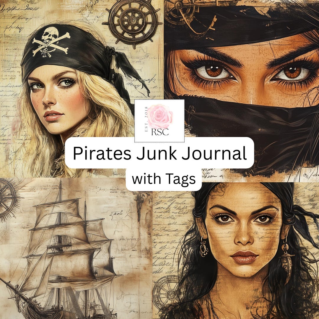 Pirate Junk Journal Female Pirate Theme Digital Ephemera Kit| Digital ...