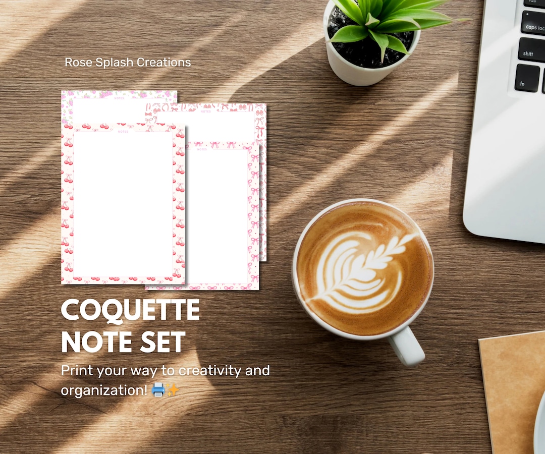 Chic Coquette Printable Notes - Beautiful PDF Stationery Set | Elegant ...