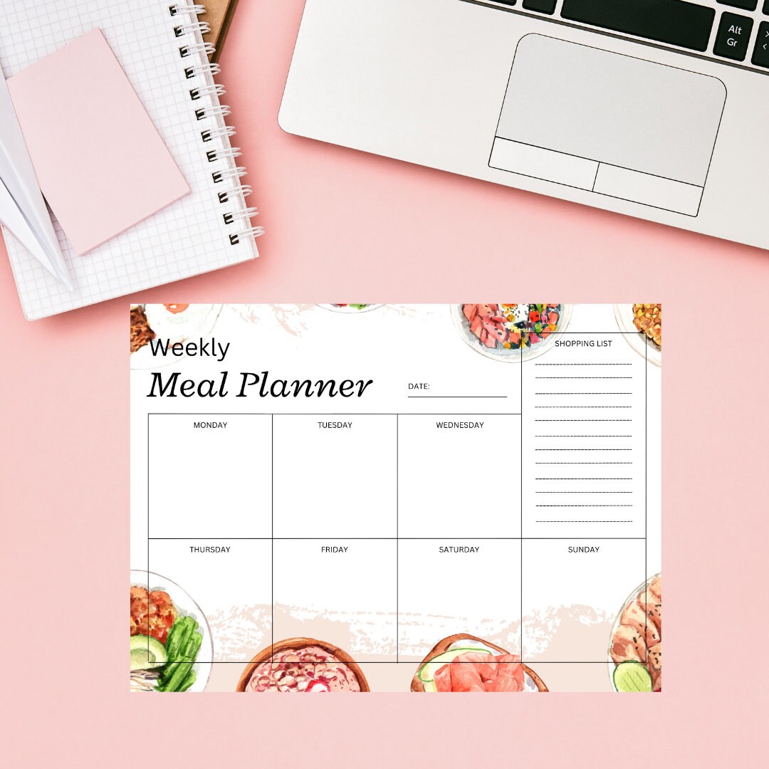 Weekly Meal Planner Printable Horizontal Meal Planner PDF - Etsy