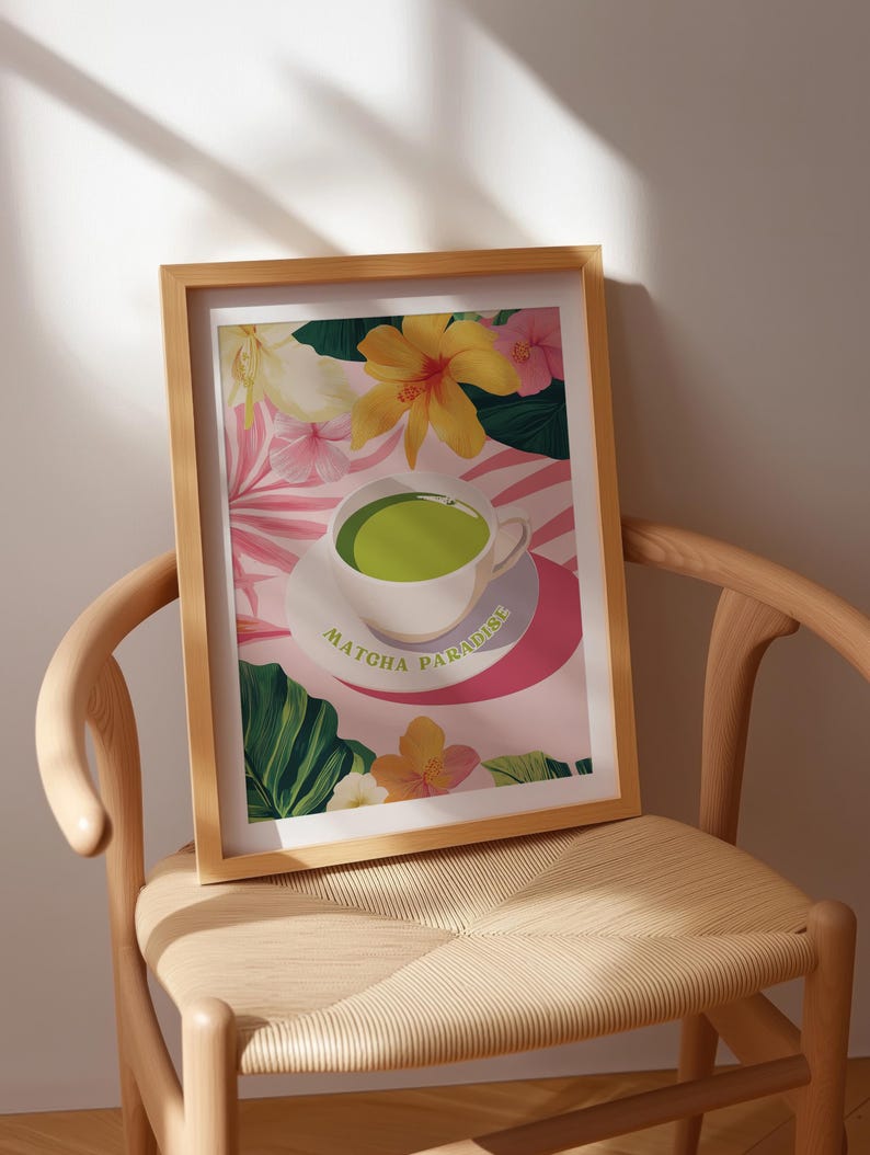 Matcha Paradise| Printable Kitchen Wall Art| Breakfast Nook Decor| Tea ...