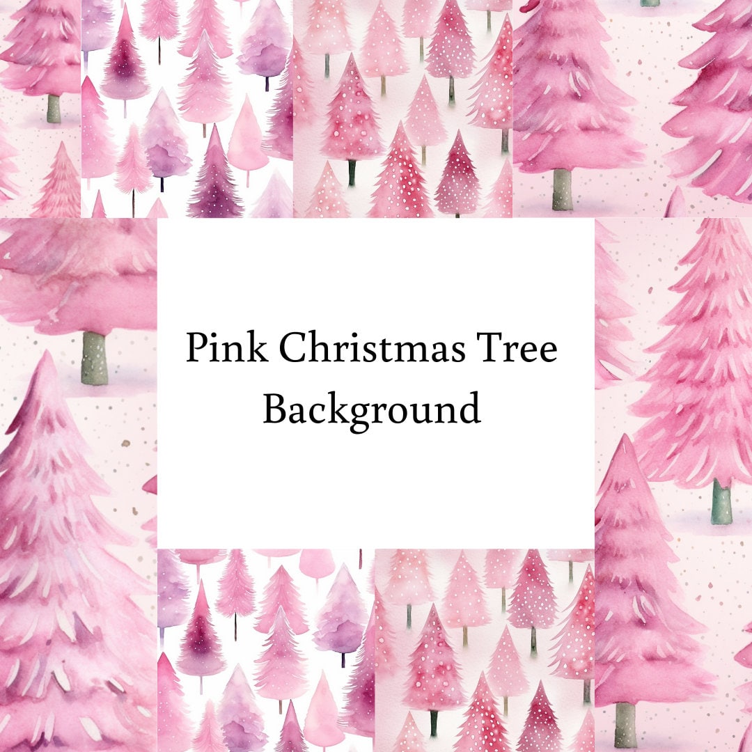 Pink Christmas Tree Background, Watercolor Background, PNG, Instant ...
