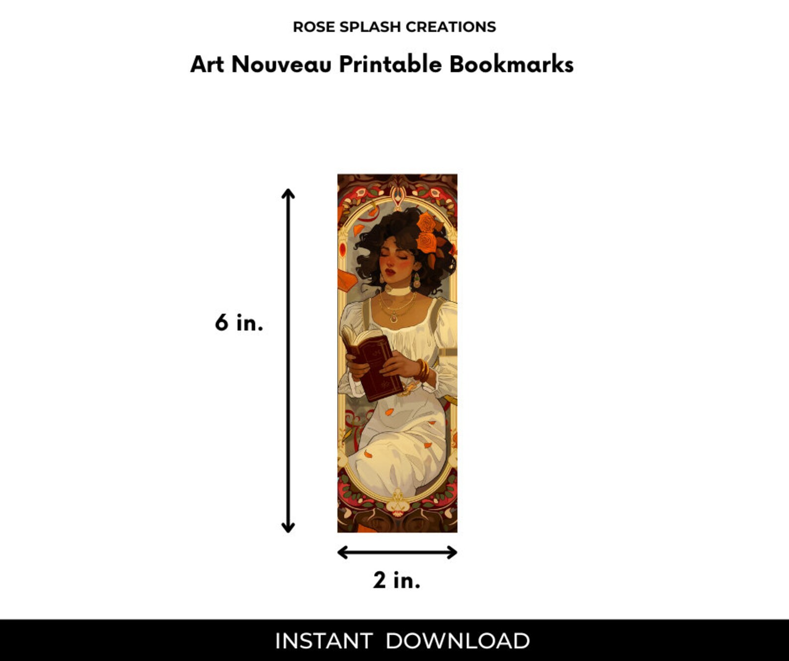 Art Nouveau Printable Bookmarks – Set of 12 Designs Featuring Women of ...