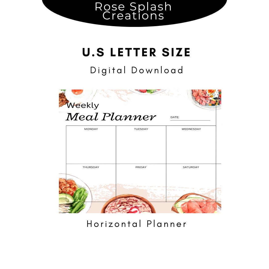 Weekly Meal Planner Printable Horizontal Meal Planner PDF - Etsy