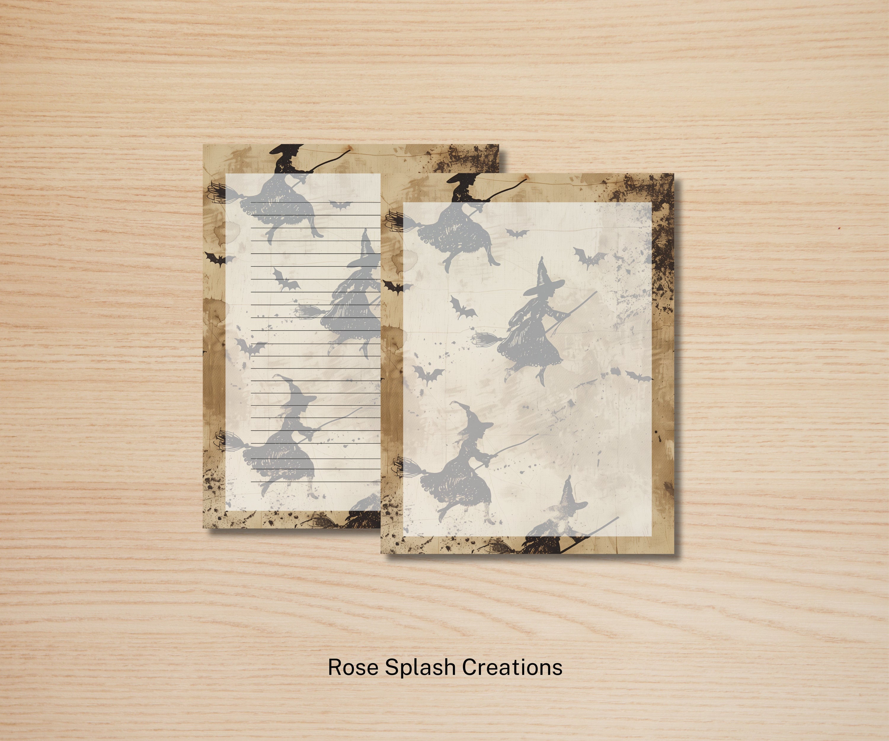 Printable Halloween Writing Paper - Witches on Broomsticks, Lined ...