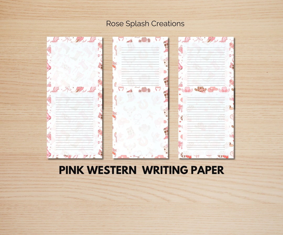 Pink Western Printable Stationery| 6 Page Cute Pink Cowboy Hats Digital ...
