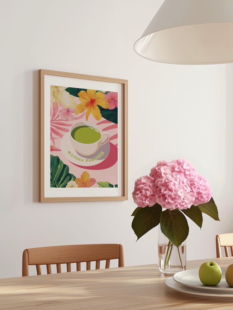 Matcha Paradise| Printable Kitchen Wall Art| Breakfast Nook Decor| Tea ...