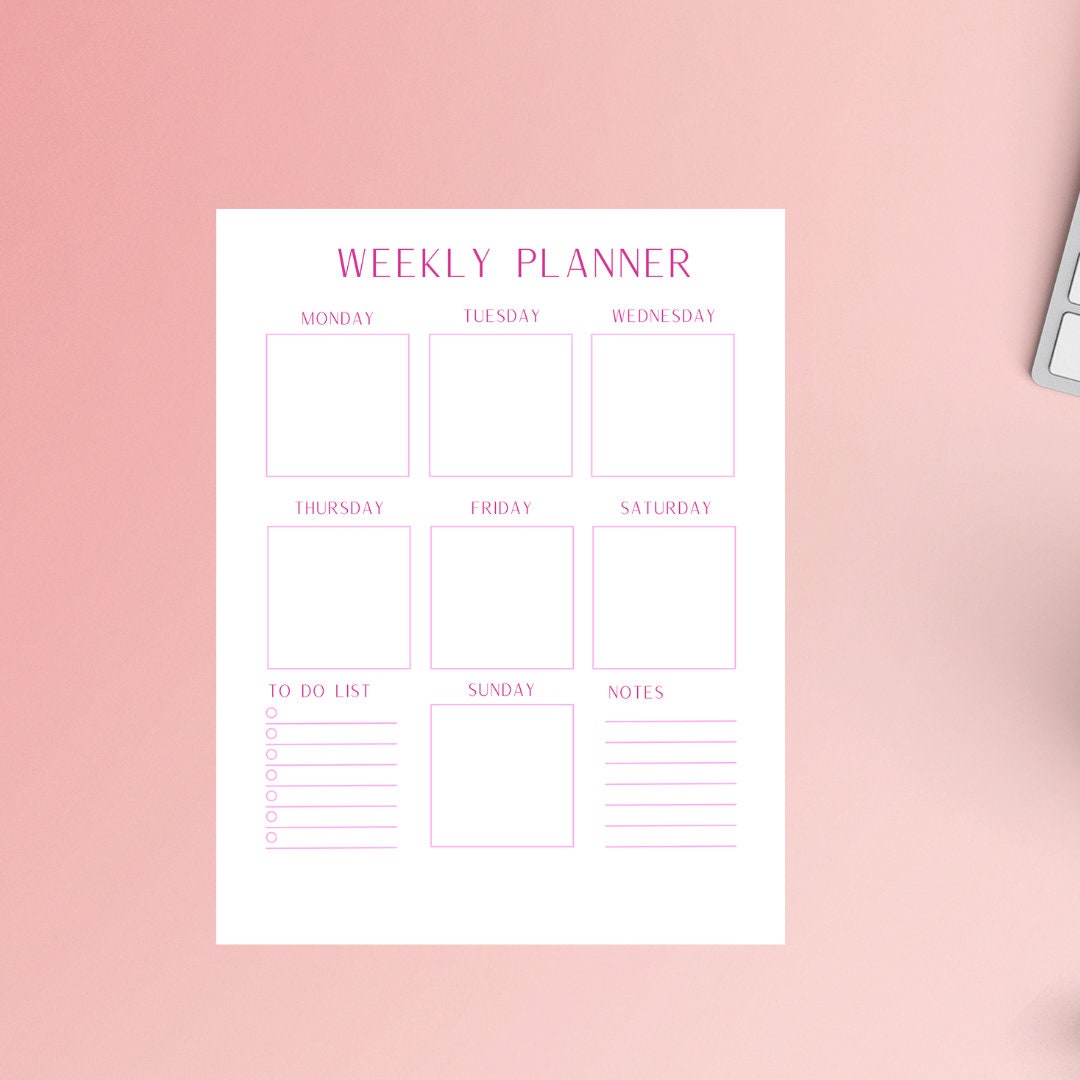 Pink Weekly Planner Printable| Cute Planner for the Week| Cute ...