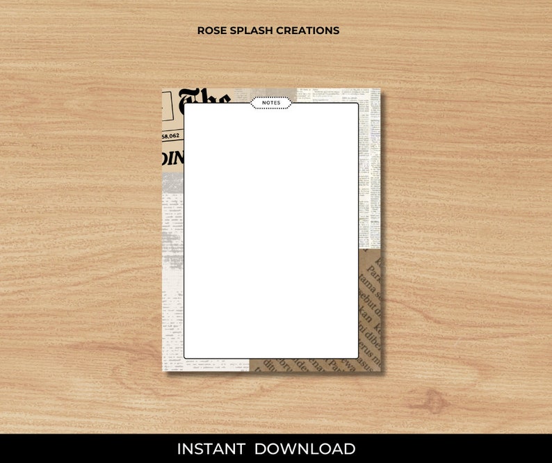 Vintage Newspaper Note Pages | Set of 4 Printable Sheets | Retro ...